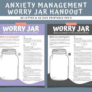 Worry Jar Handout - Anxiety Management Technique - Refocussing Skills ...