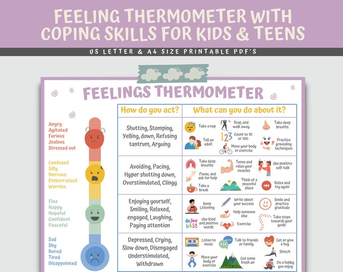 Rainbow Feelings Thermometer, Feelings Poster, Calm Down Corner, Self ...