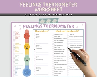 Feelings Thermometer Emotions Chart 7 Page Printable Coping Skills ...