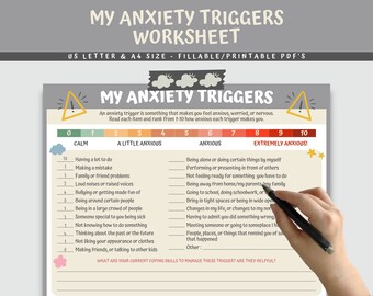 Anxiety Triggers Fillable Worksheet Kids Children With Anxiety ...