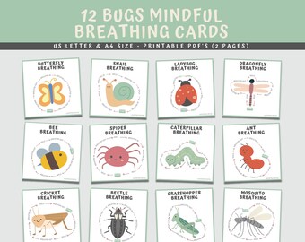 Bug Breathing Cards, Kids Mindfulness Cards, Coping Skills, Coping ...