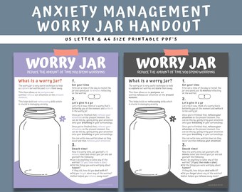 Worry Jar Handout Anxiety Management Technique Refocussing Skills for ...