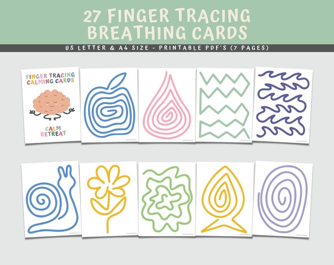 Mindfulness Finger Tracing Calming Printable Cards Calm Down Corner ...
