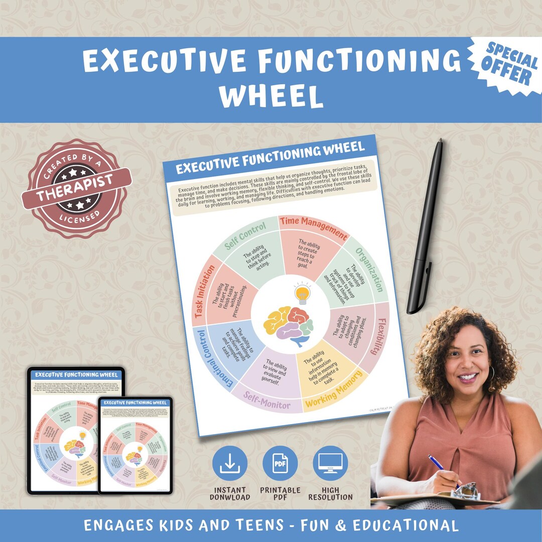 Executive Functioning Wheel: ADHD, Autism, CBT Therapy Tool (PDF ...