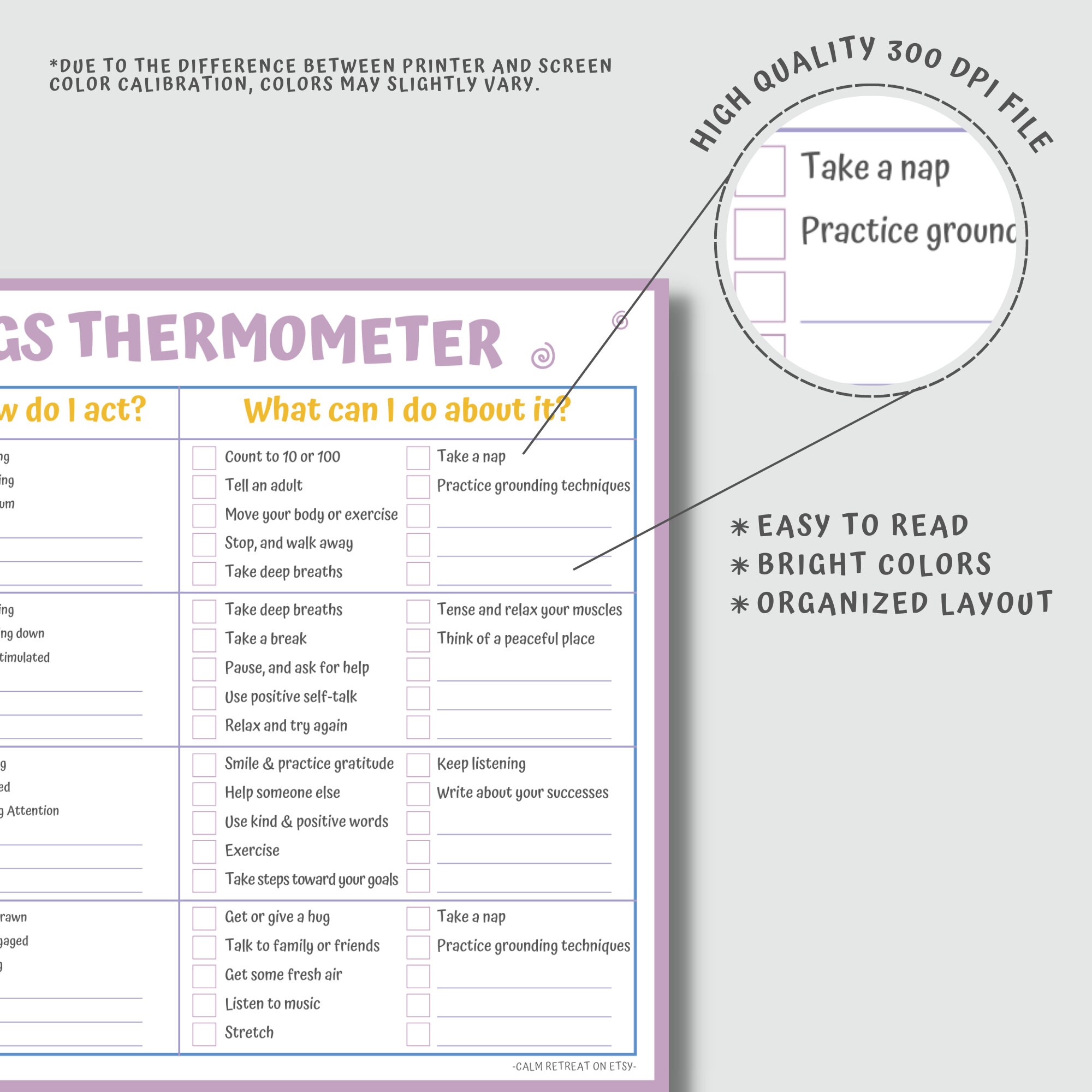 Feelings Thermometer Worksheet, Printable Coping Skills Worksheets for ...
