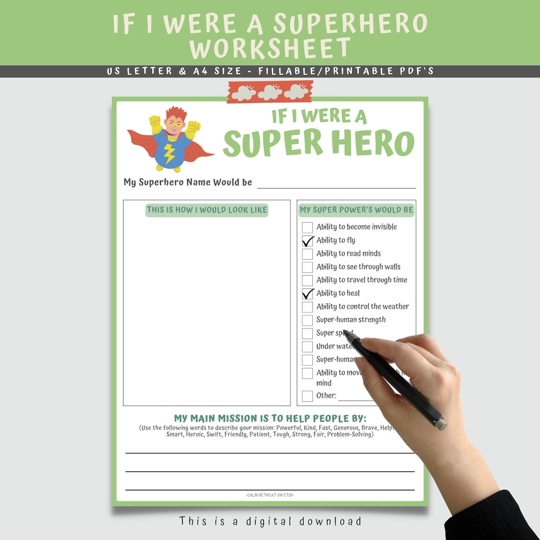 Self-esteem Fillable Worksheet, If I Were A Superhero PDF, Self-esteem ...