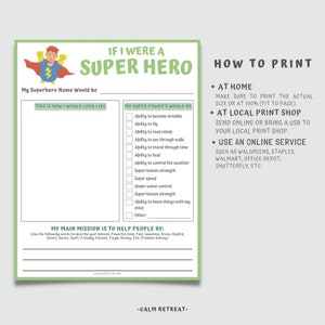 Self-esteem Fillable Worksheet, If I Were A Superhero PDF, Self-esteem ...