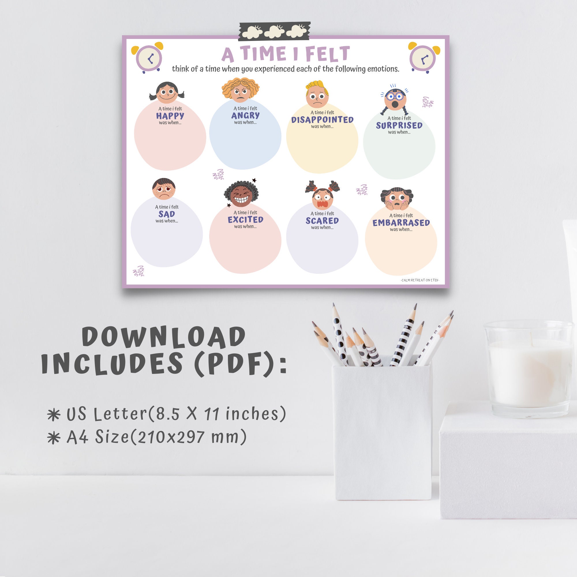 Feelings/emotions Printable Worksheet for Kids & Teens, A Time I Felt ...