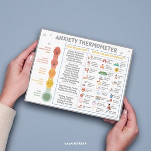 Anxiety Thermometer With Coping Skills, Feelings Emotions Poster Kids ...