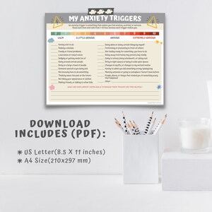 Anxiety Triggers Fillable Worksheet Kids Children With Anxiety Scale ...