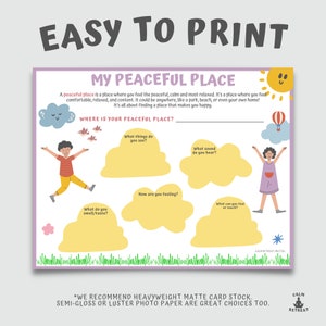 Coping Skills Worksheets for Kids, My Peaceful Place Worksheet, SEL ...