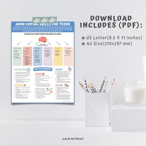 ADHD Coping Skills Handout Poster for Teens: Executive Functioning ...