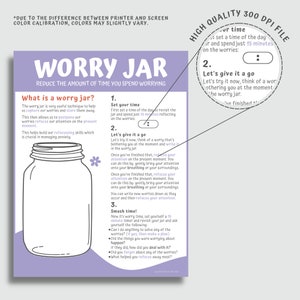 Worry Jar Handout - Anxiety Management Technique - Refocussing Skills ...