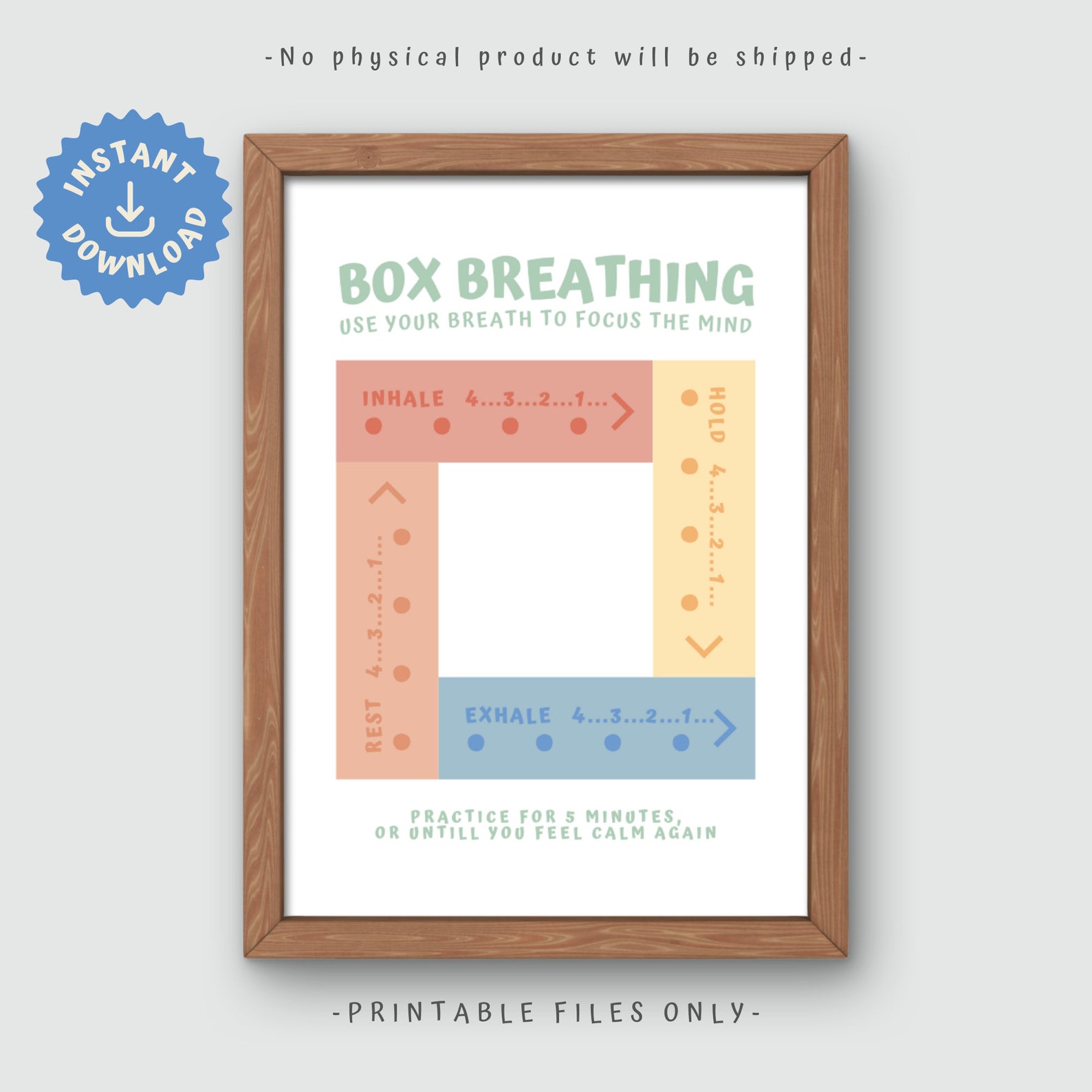 Buy Box Breathing Technique, Breathing Poster, Mental Health, Calming ...
