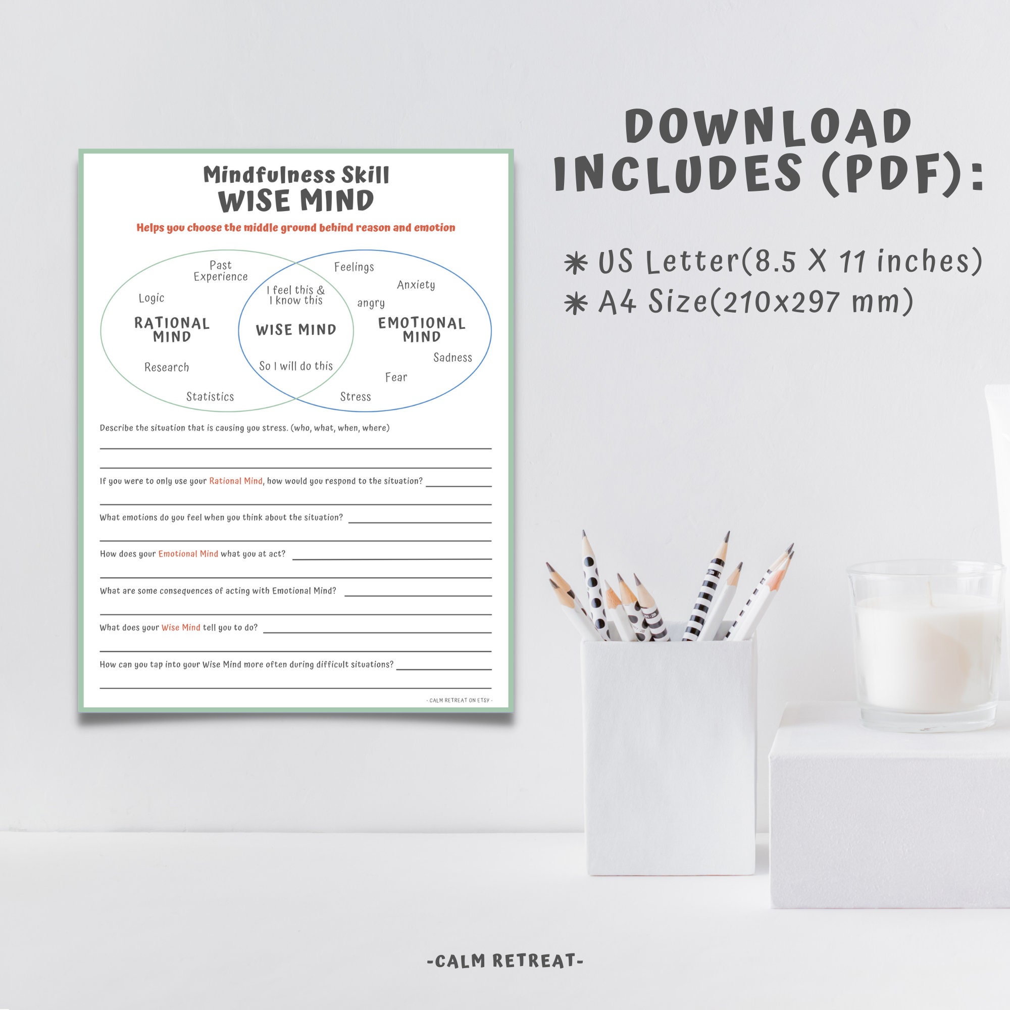 DBT Wise Mind Worksheets: Mindfulness Skills (PDF) - Etsy