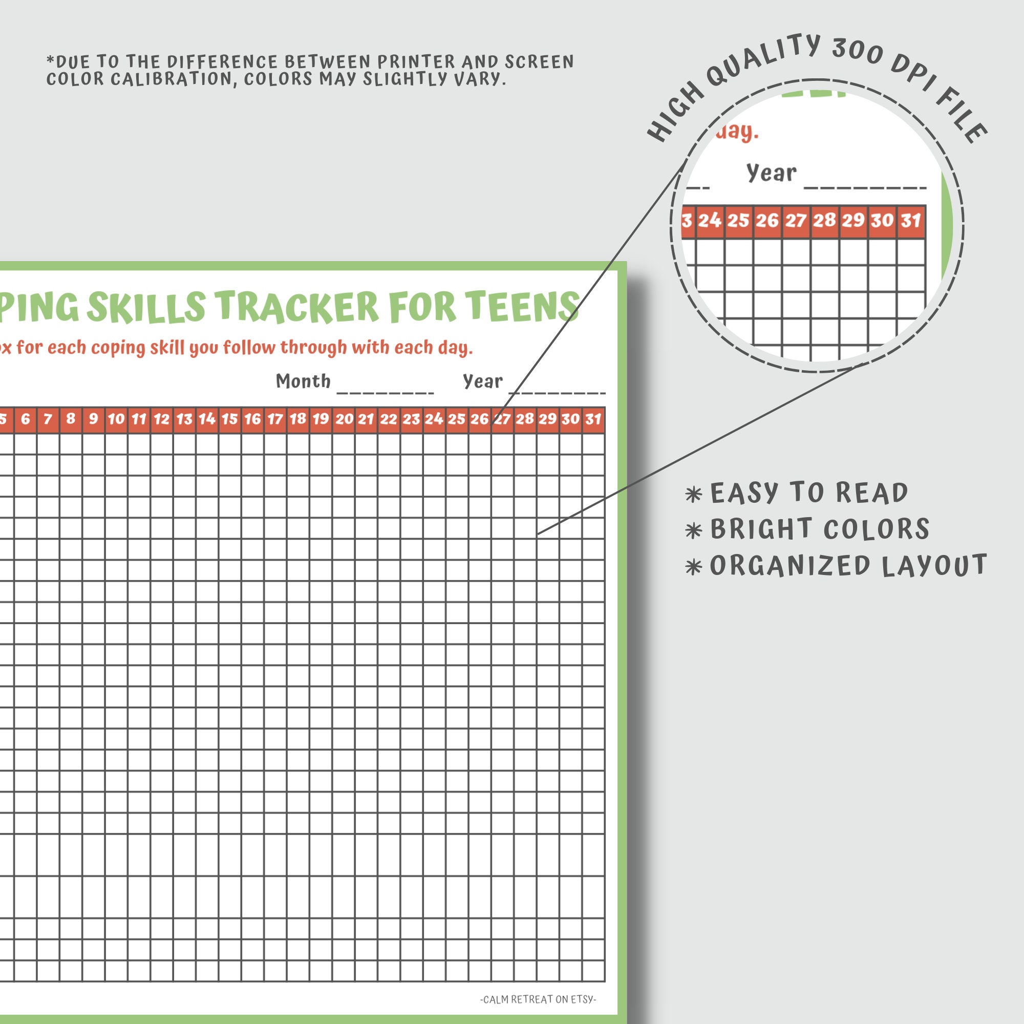 Coping Skills Tracker for Teens, Worksheet for Kids Teens, Growth ...