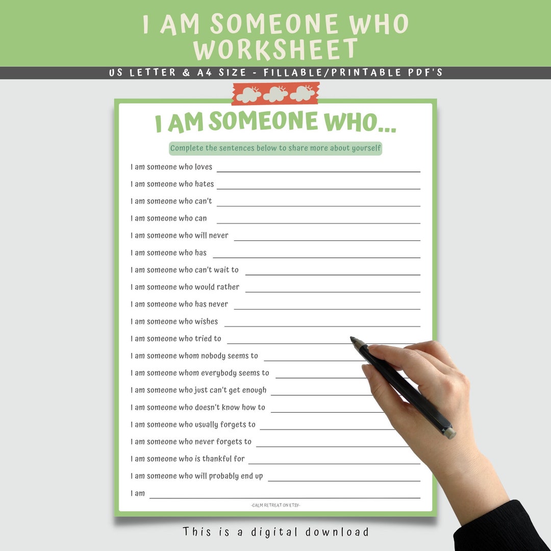 Self-esteem Fillable Worksheet, Forgiving Myself, Self-esteem Worksheet ...