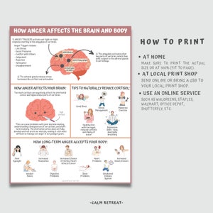 Buy Anger Affects on Brain & Body Handout for Kids Teens, Mental Health ...