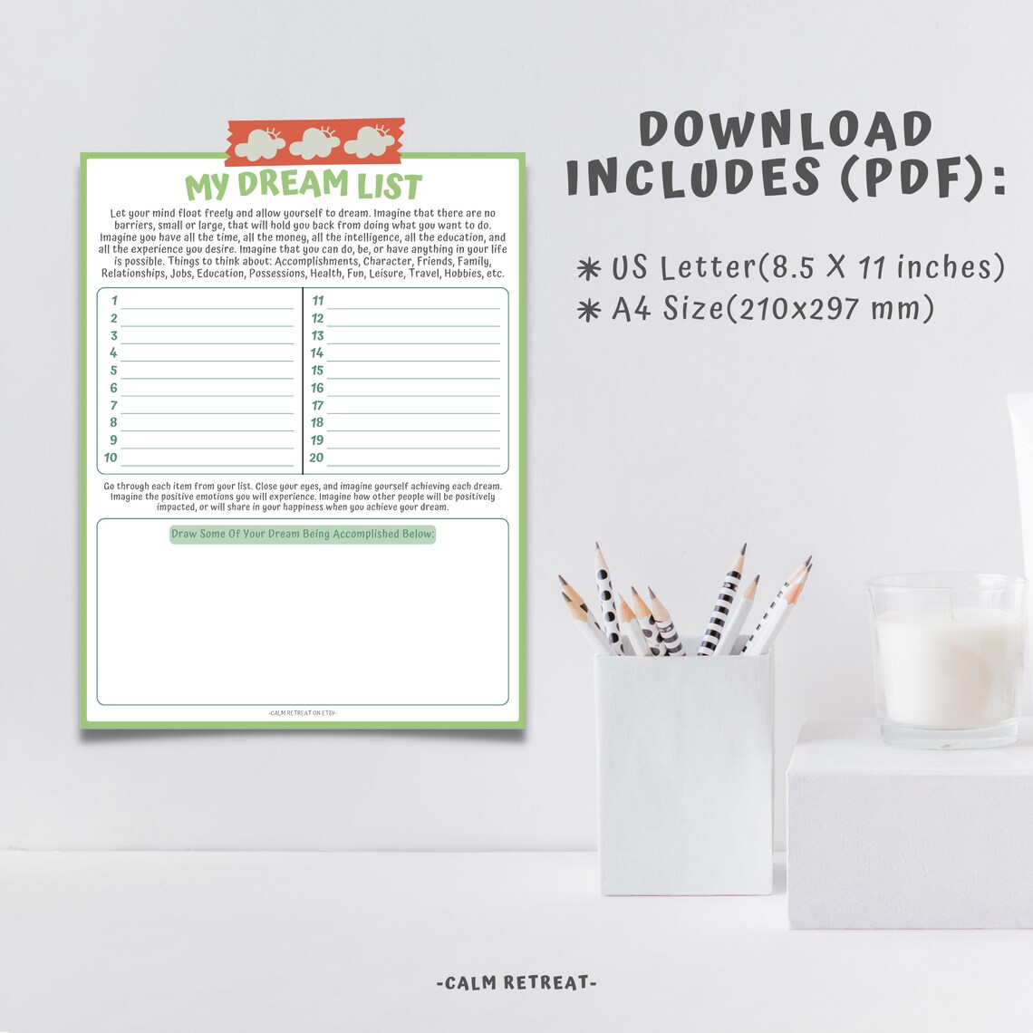 My Dream List Worksheet: Fillable Self-esteem Activity (digital ...