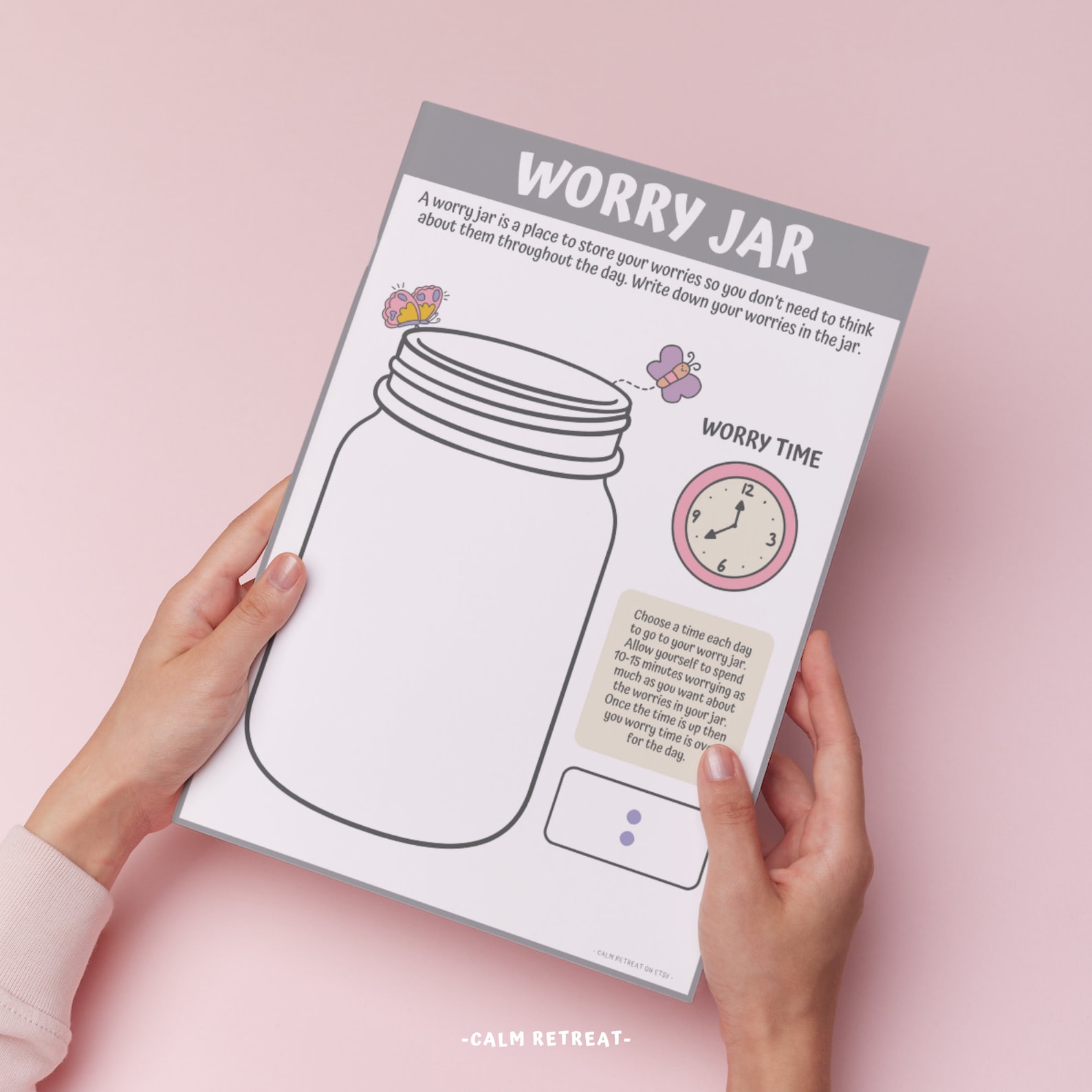 Worry Jar Fillable Worksheet for Kids Children, Printable Therapy ...