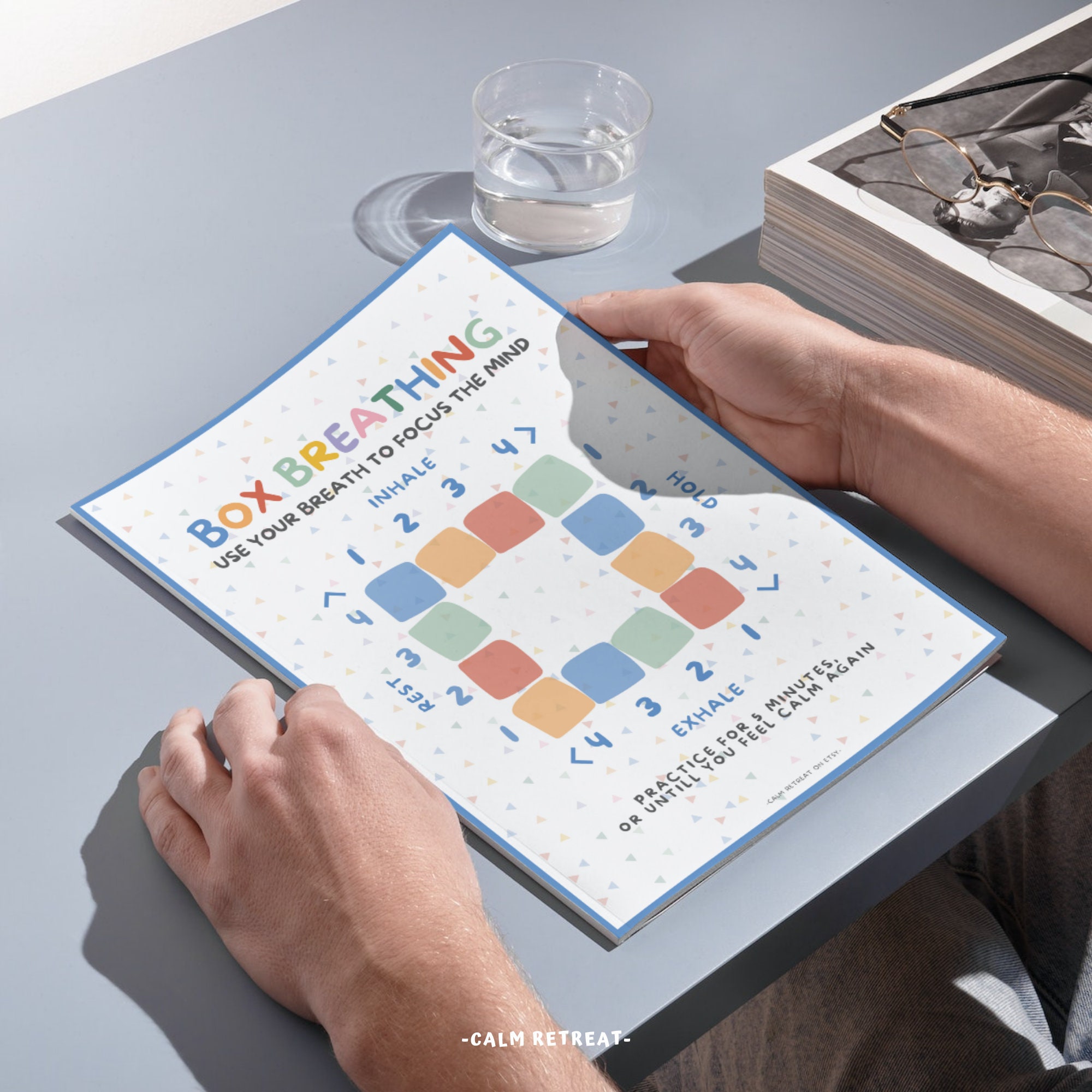 Box Breathing Poster, Calming Corner Poster, Breathing Poster ...