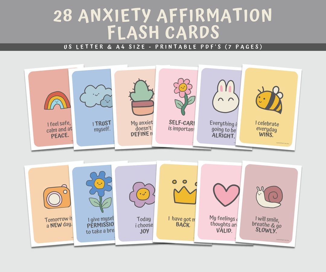 28 Anxiety Coping Affirmations Cards, Anxiety Coping Statements for ...
