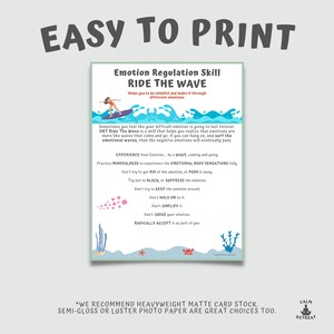 DBT Ride the Wave Handout: Emotion Regulation Skills, Therapy Office ...