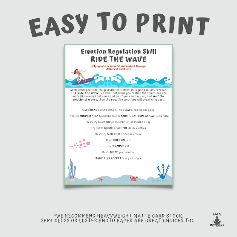 DBT Ride the Wave Handout, Emotion Regulation Skills PDF, Dialectical ...