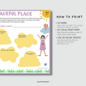 Coping Skills Worksheets for Kids, My Peaceful Place Worksheet, SEL ...