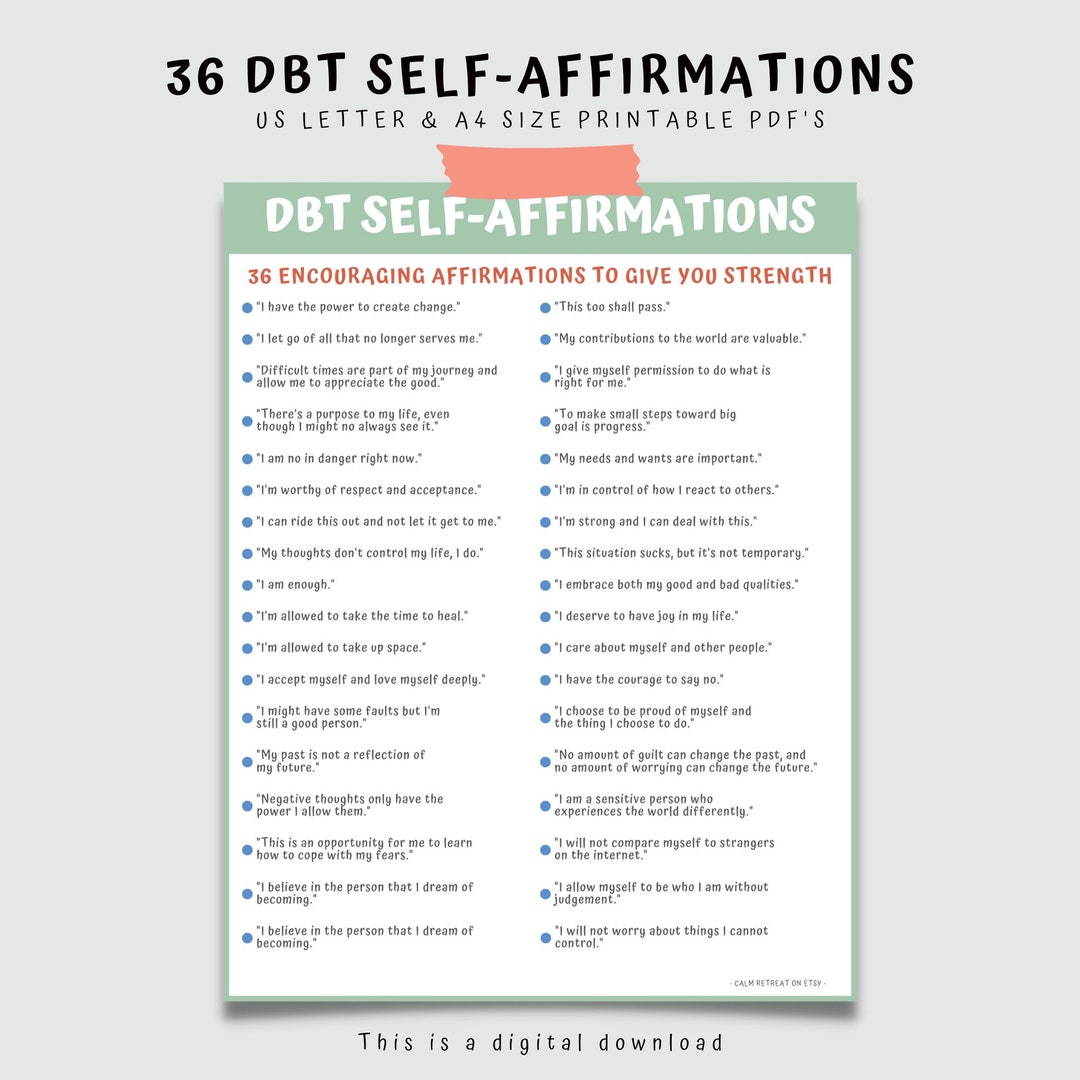 DBT Self-affirmations PTSD BPD Bipolar Depression - Etsy