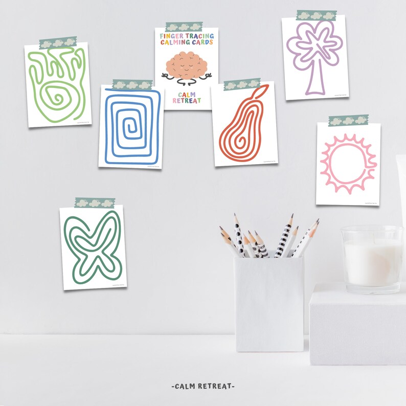 Finger Tracing Calming Cards, Printable Mindfulness Flash Cards, Calm ...