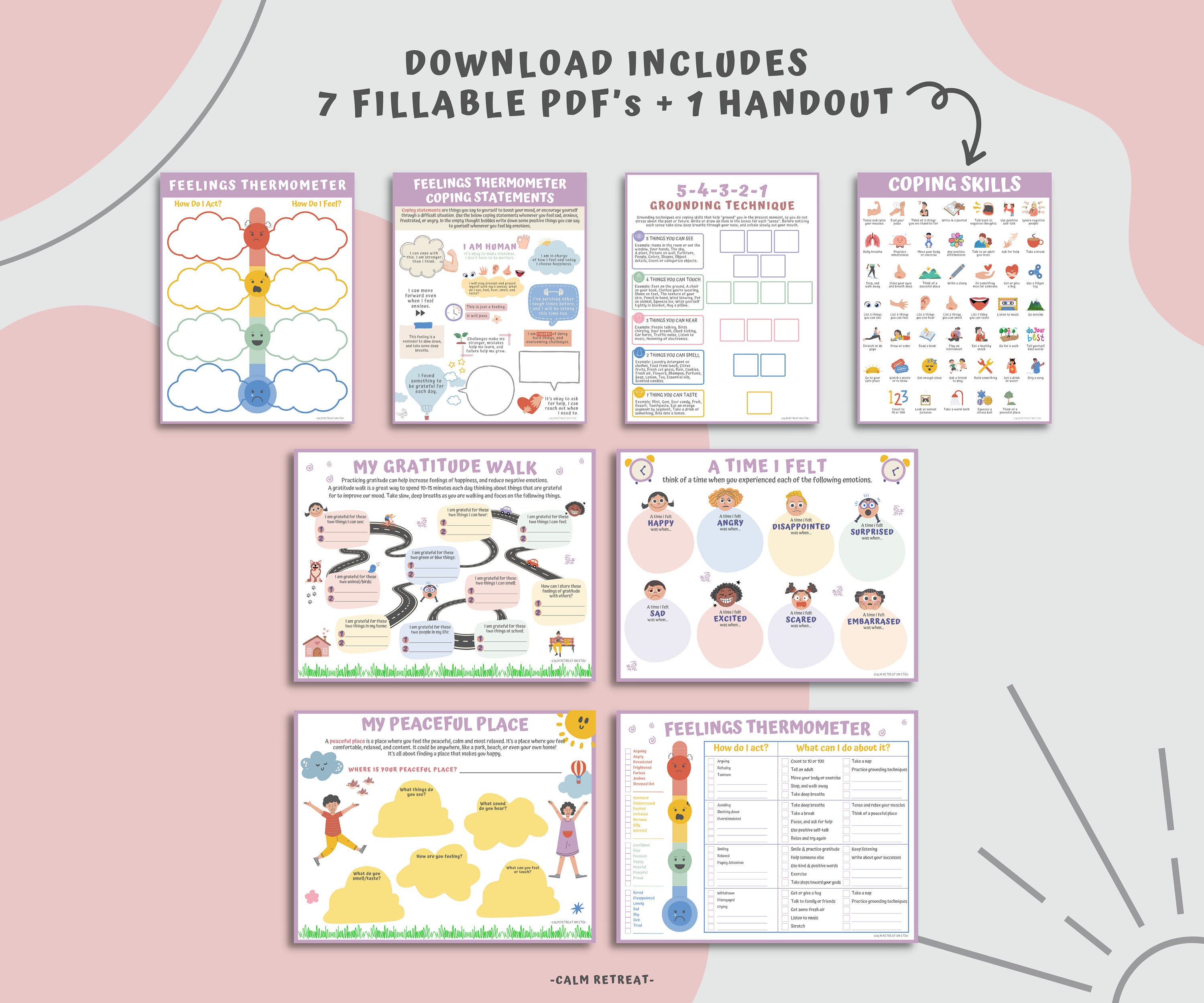 Feelings Thermometer Coping Skills Worksheets (8 PDF'S), Coping Skills ...