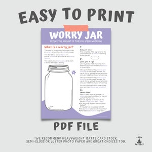 Worry Jar Handout - Anxiety Management Technique - Refocussing Skills ...
