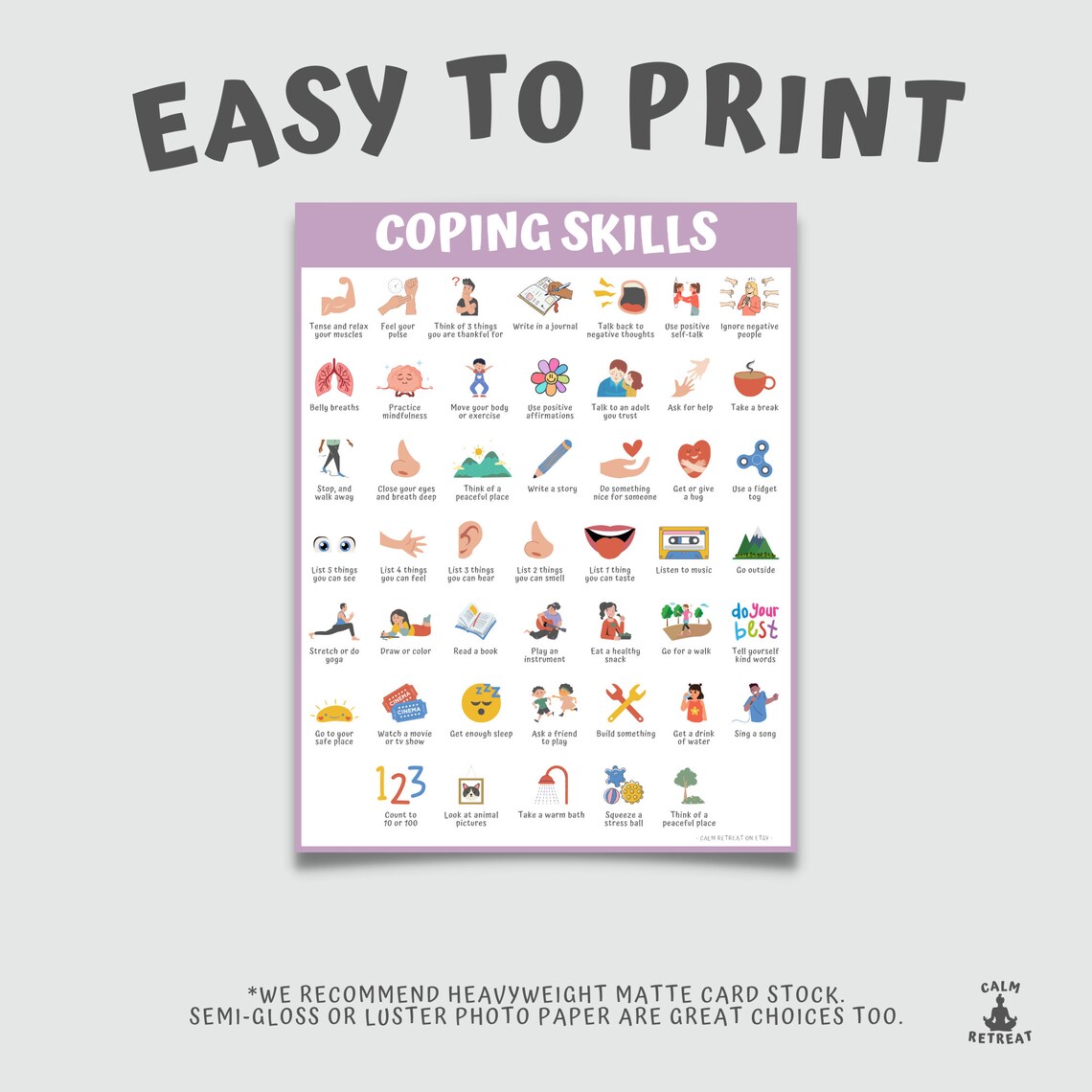Coping Skills Alphabet Printable, Coping Skill, Therapy Office Decor ...
