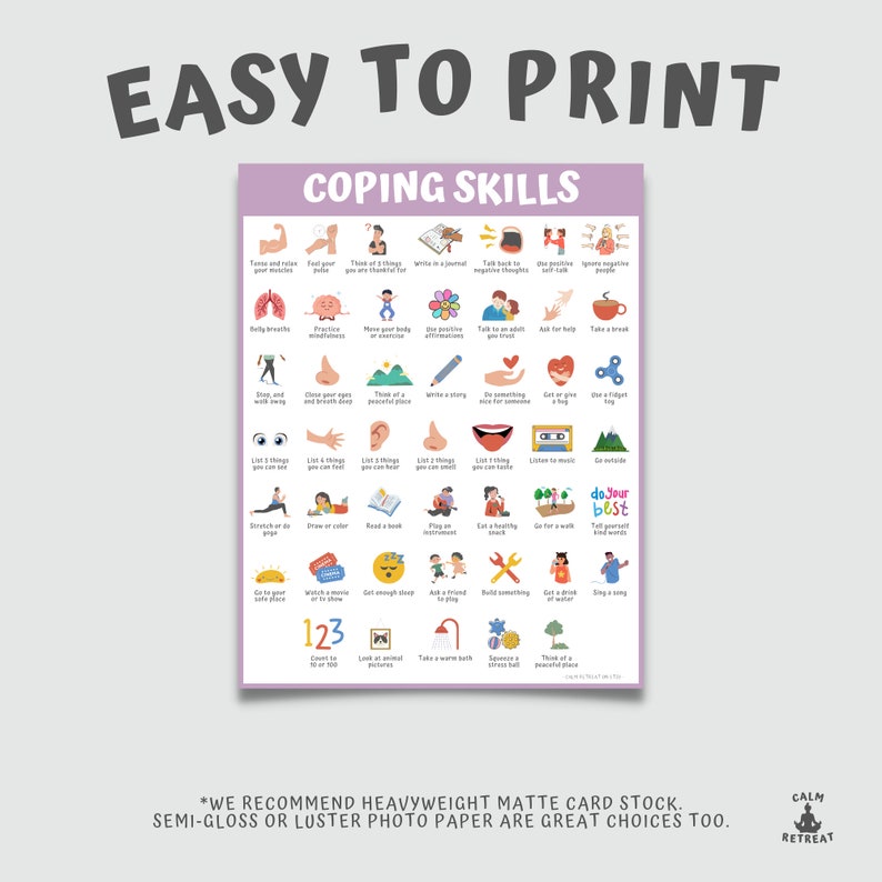Coping Skills Alphabet Printable, Coping Skill, Therapy Office Decor ...