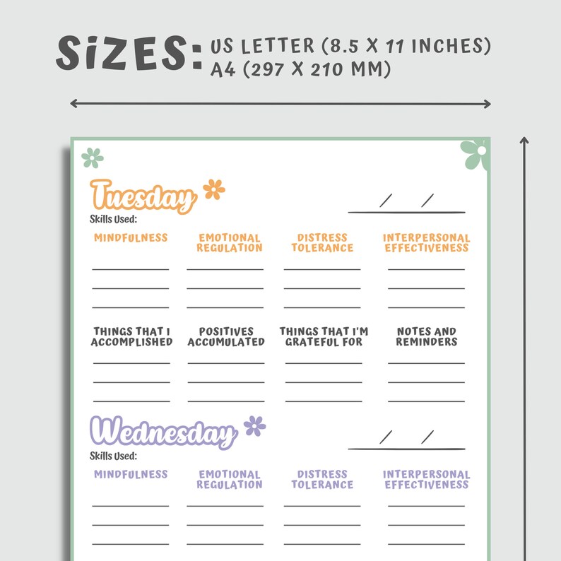 DBT Planner, DBT Skills Tracker, Mental Health Journal, Self Care ...