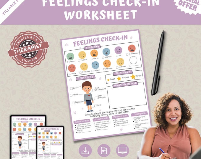 Feelings Check-in Printable Worksheet for Kids, Emotions Check In, My ...