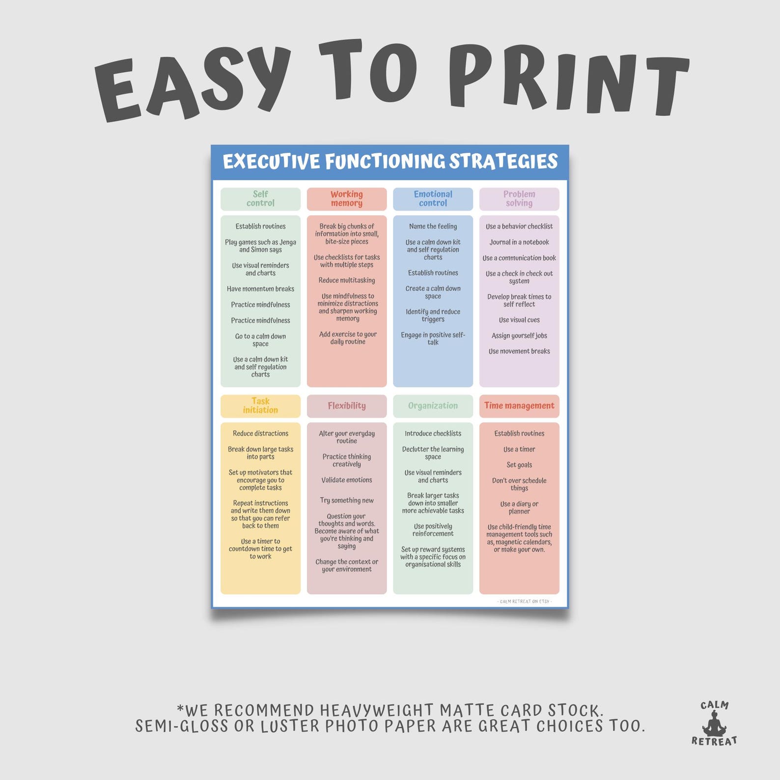 Executive Functioning Strategies, ADHD Worksheets, Autism, Mental ...
