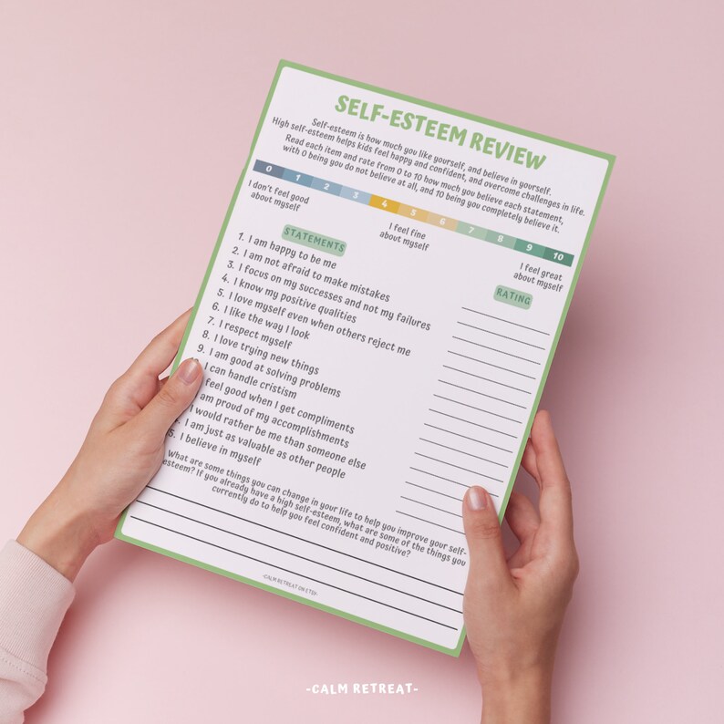 Self-esteem Review Worksheet: Mental Health Activity for Kids & Teens ...