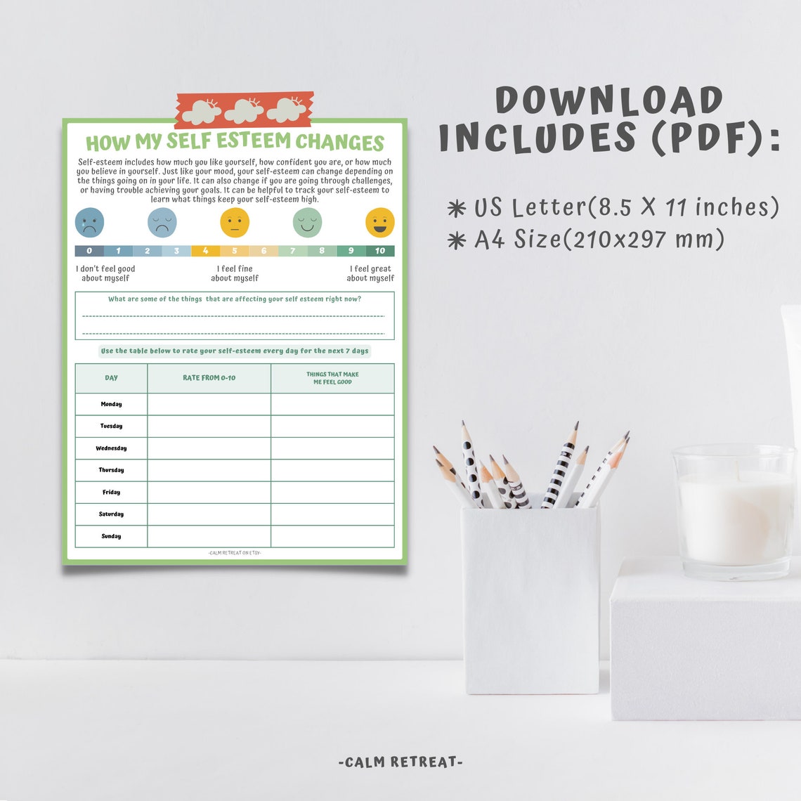 Self-esteem Check-in Worksheet for Kids & Teens (digital Download) - Etsy