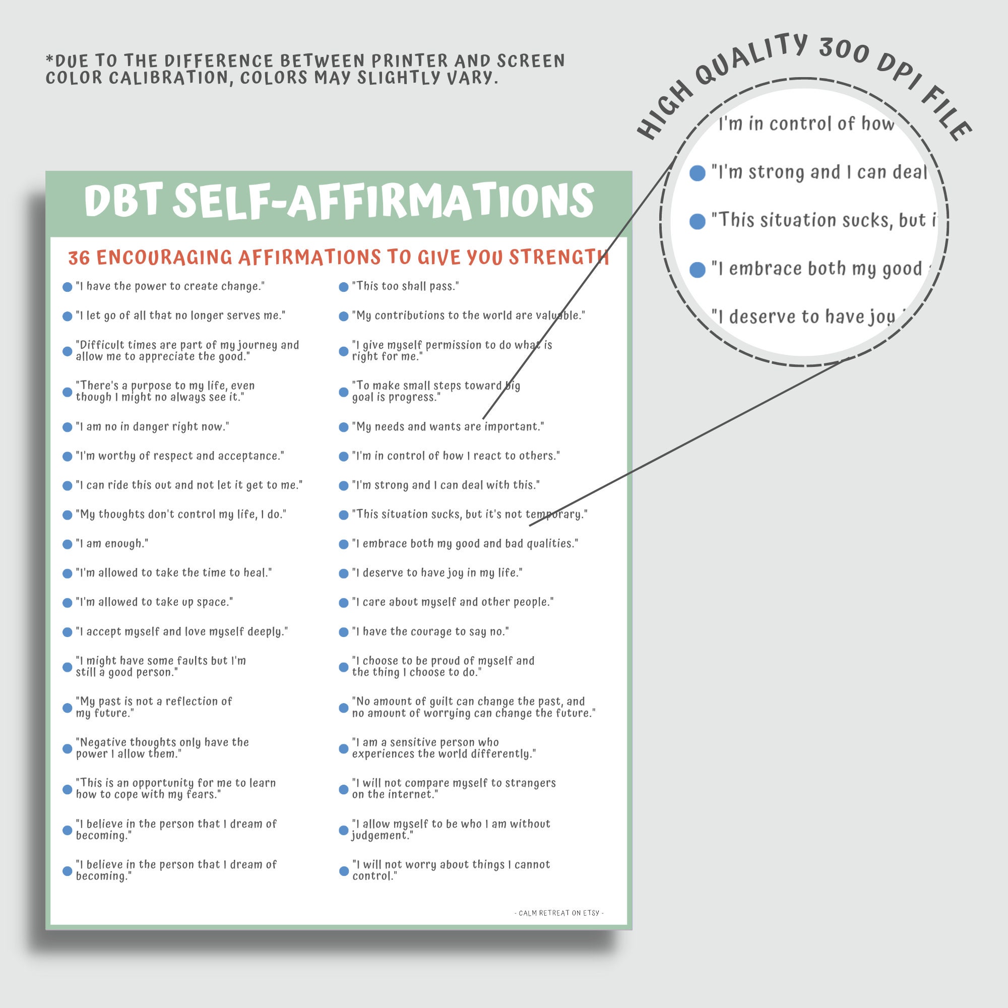 DBT Self-affirmations, PTSD, BPD, Bipolar, Depression, Anxiety ...