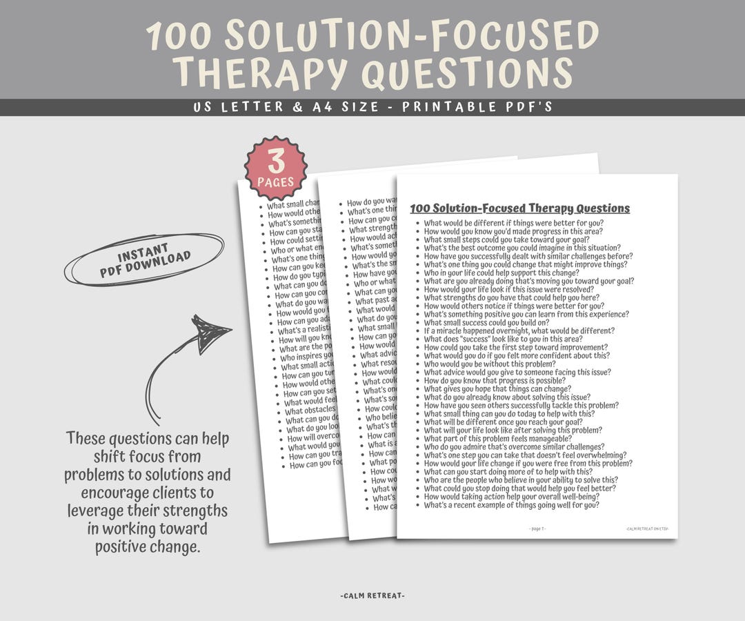 100 Solution-focused Therapy Questions, SFBT Techniques, Goal-oriented ...