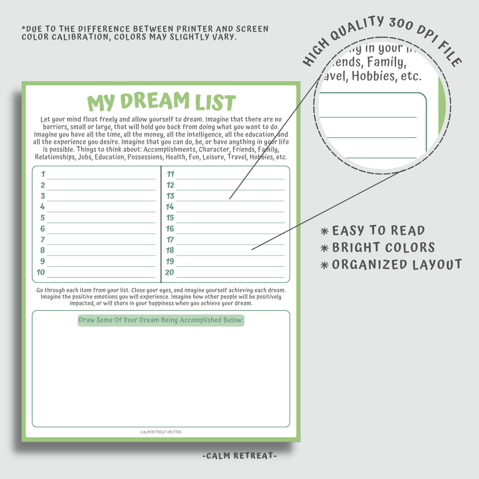 My Dream List Worksheet: Fillable Self-esteem Activity (digital ...