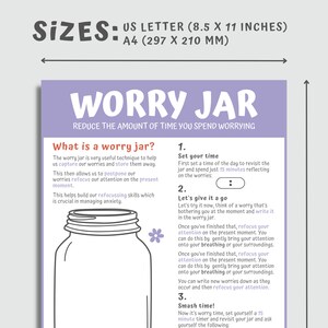 Worry Jar Handout - Anxiety Management Technique - Refocussing Skills ...
