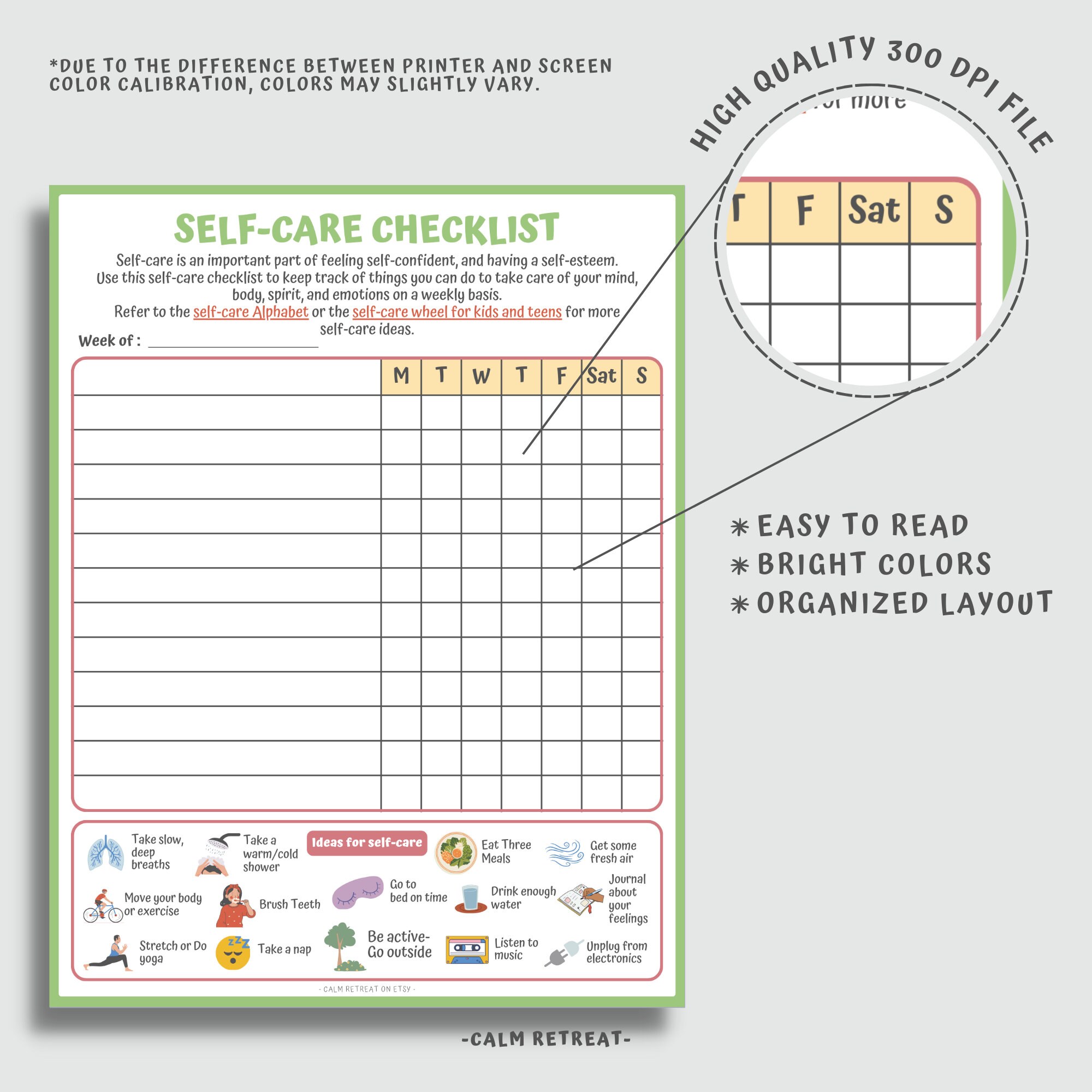 Self-care Checklist for Teens: Mental Health Worksheet (digital ...