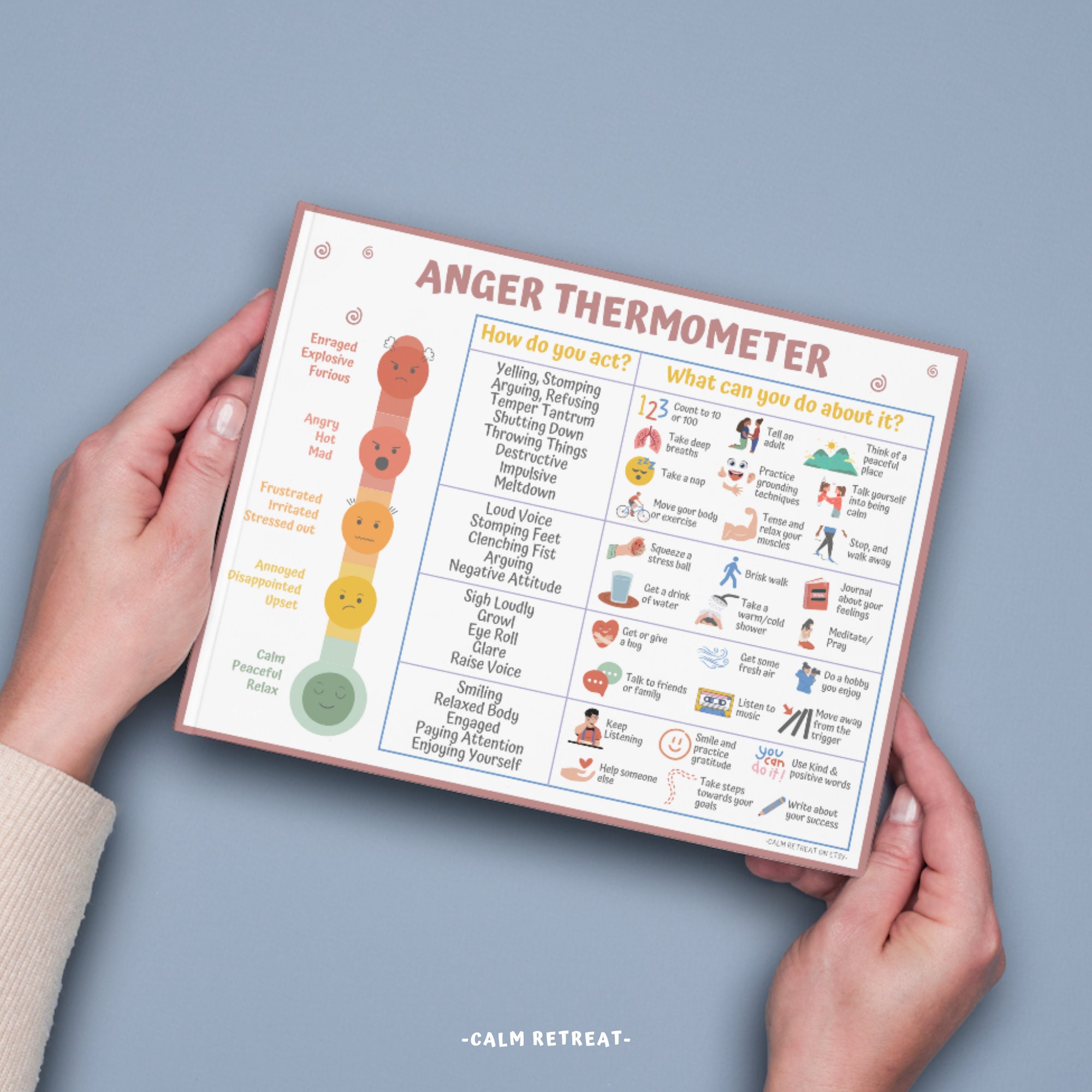 Anger Thermometer Printable: Coping Skills for Kids & Teens (digital ...