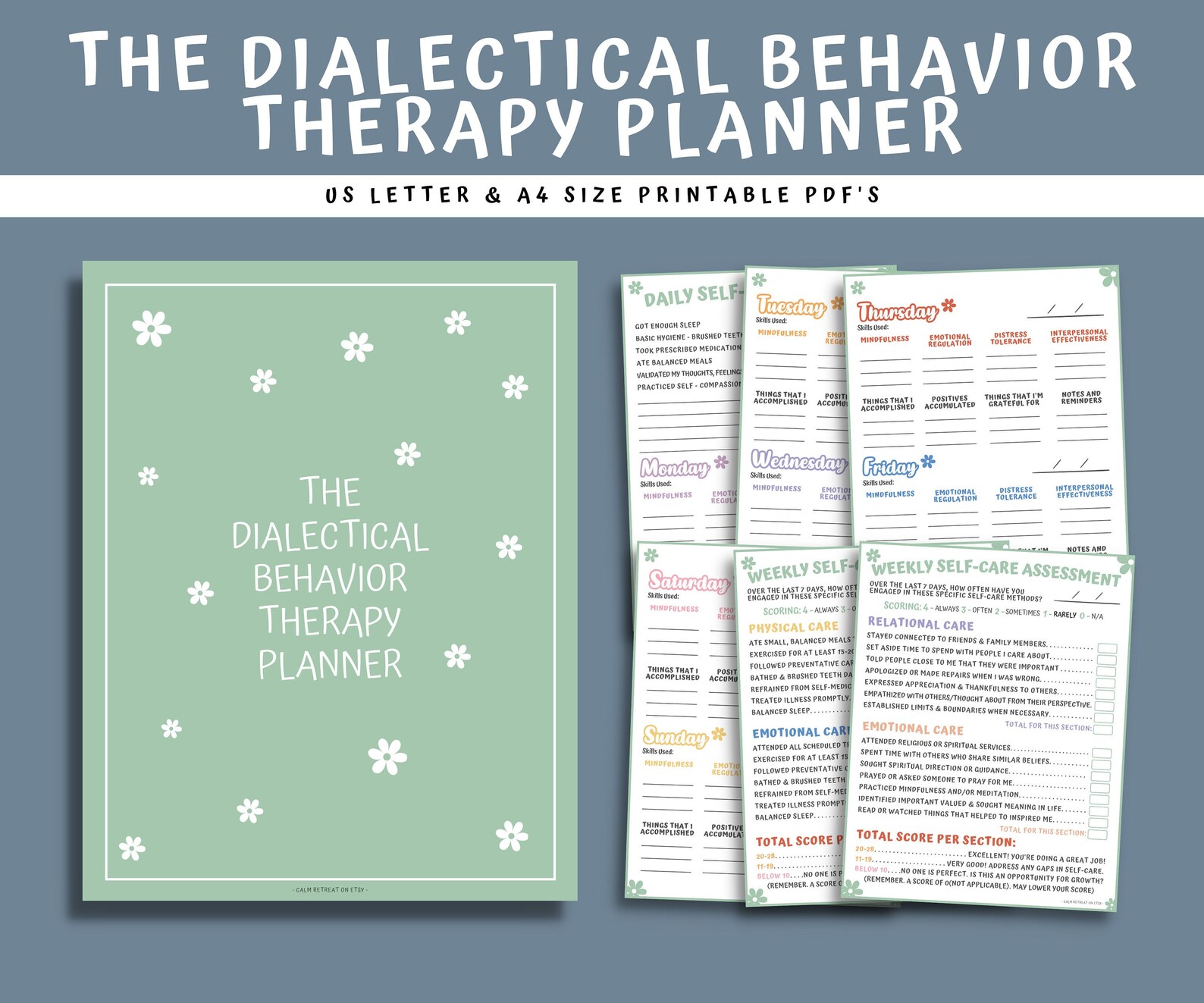 DBT Planner, DBT Skills Tracker, Mental Health Journal, Self Care ...