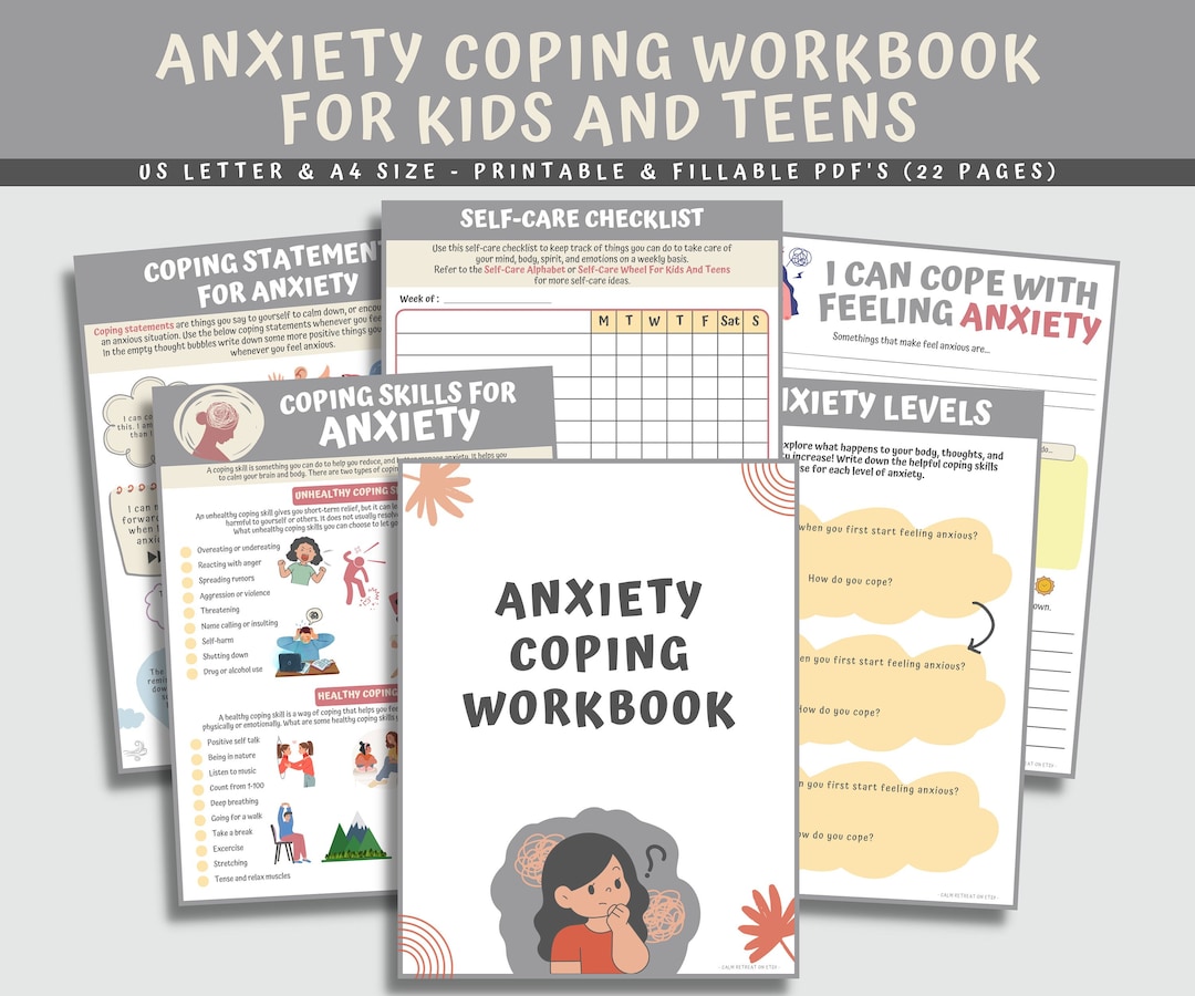Anxiety Coping Worksheets Bundle for Kids & Teens, Mental Health ...