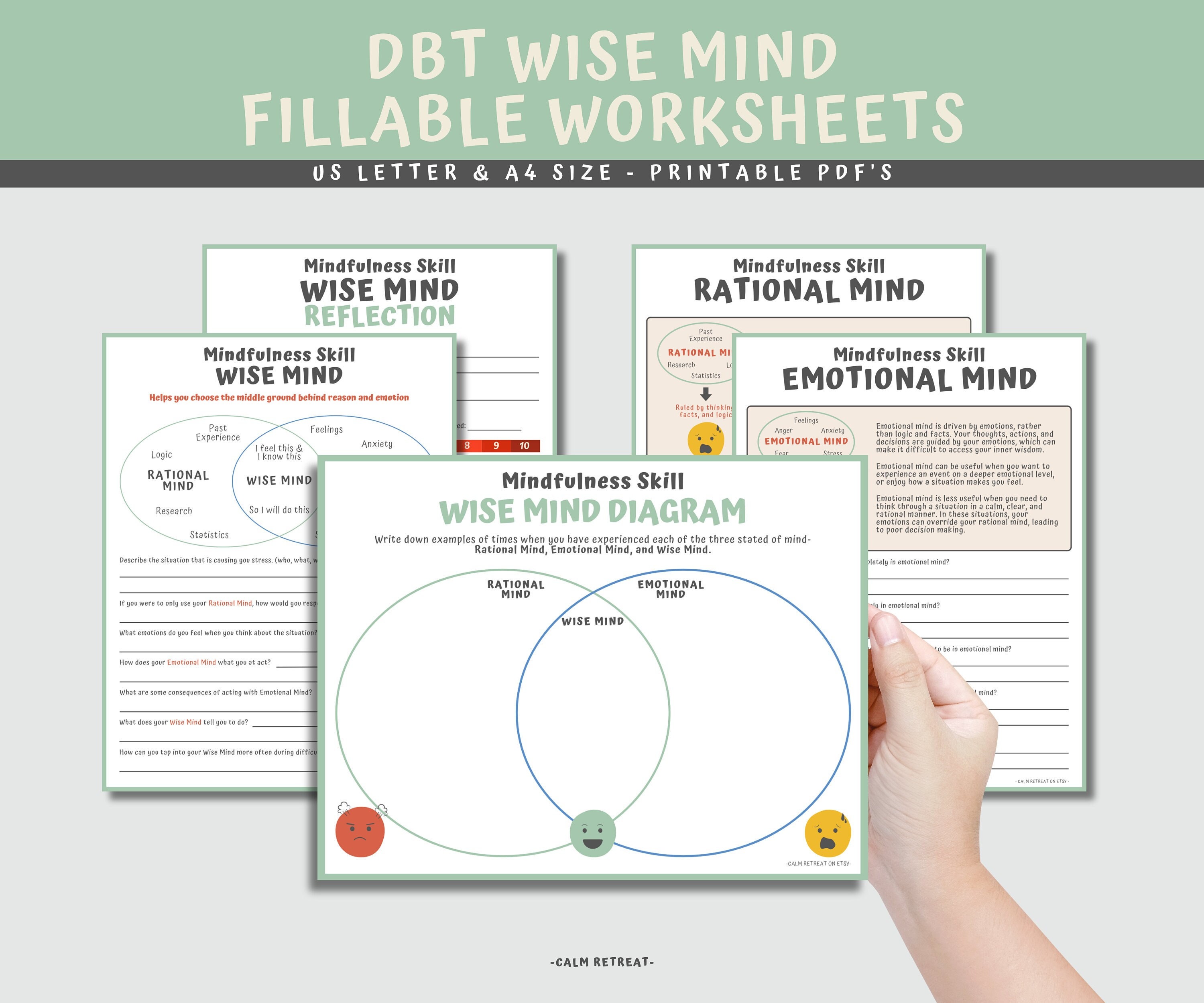 DBT Wise Mind Worksheets: Mindfulness Skills (PDF) - Etsy
