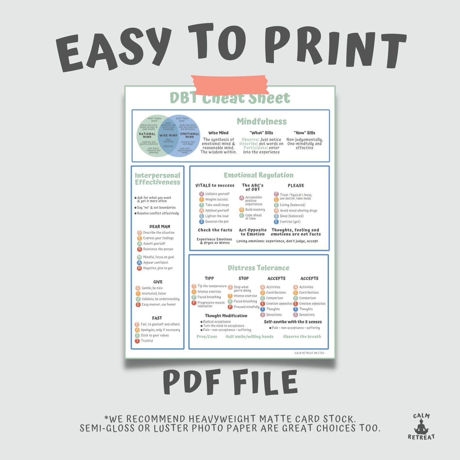 Buy DBT Cheat Sheet DBT Skills Borderline Bpd Therapy Online in India ...